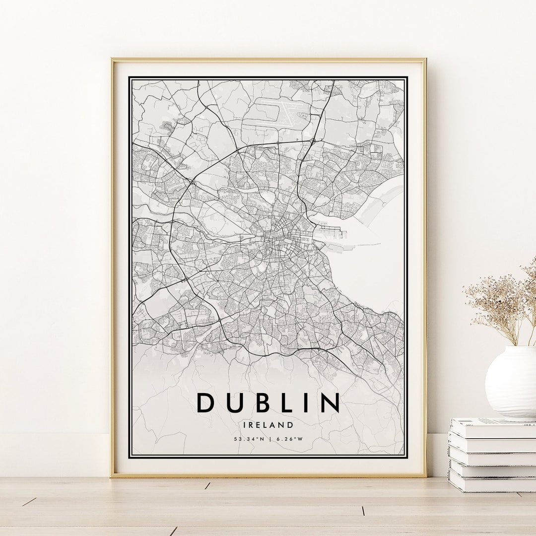 Dublin Map Print, Dublin Ireland City Map, Custom Locations Retro Map ...