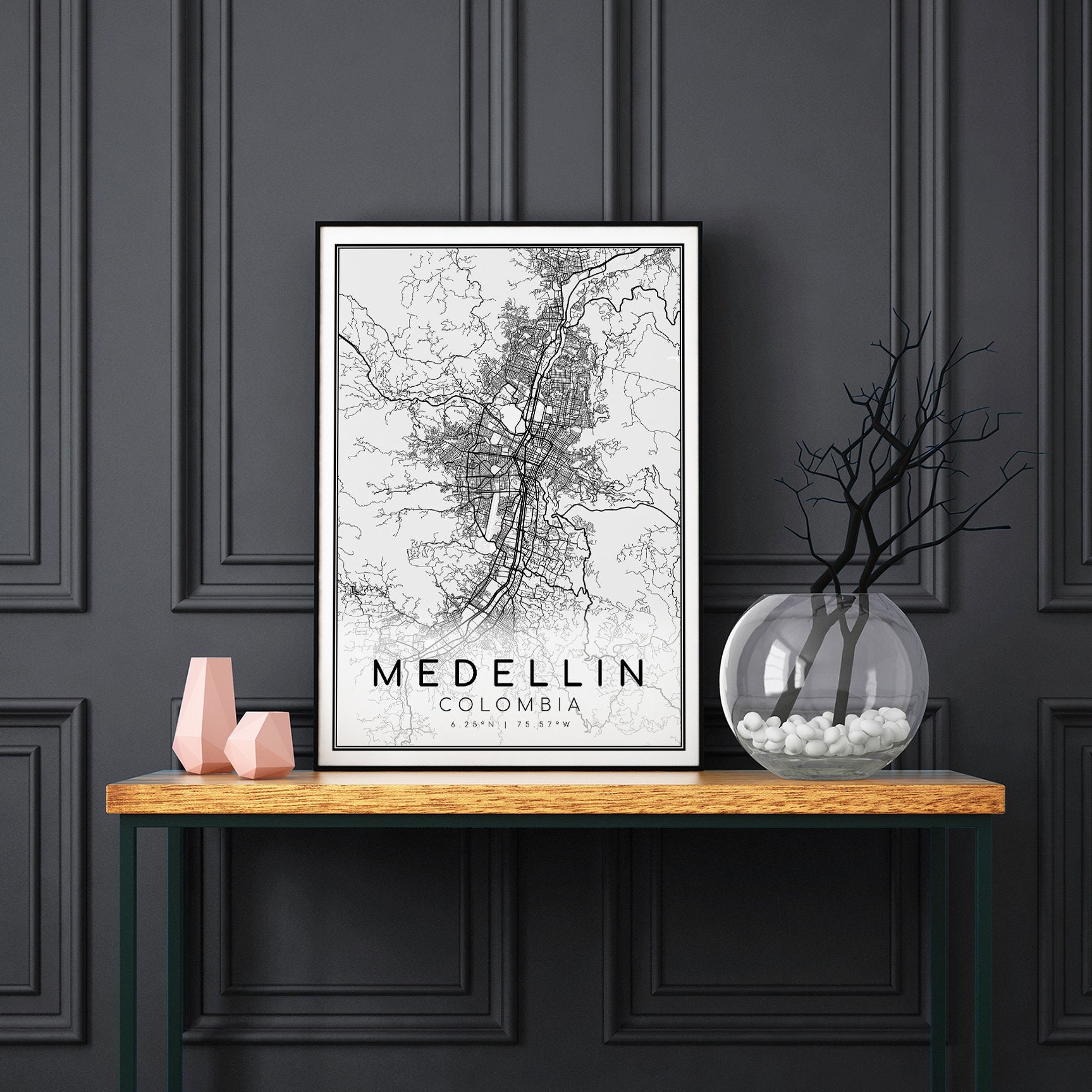 MEDELLIN Map Print Colombia Road Map Poster Gifts for Her - Etsy