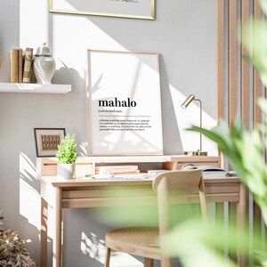 Mahalo Definition Print, Mahalo Minimalist Print Modern Wall Art ...