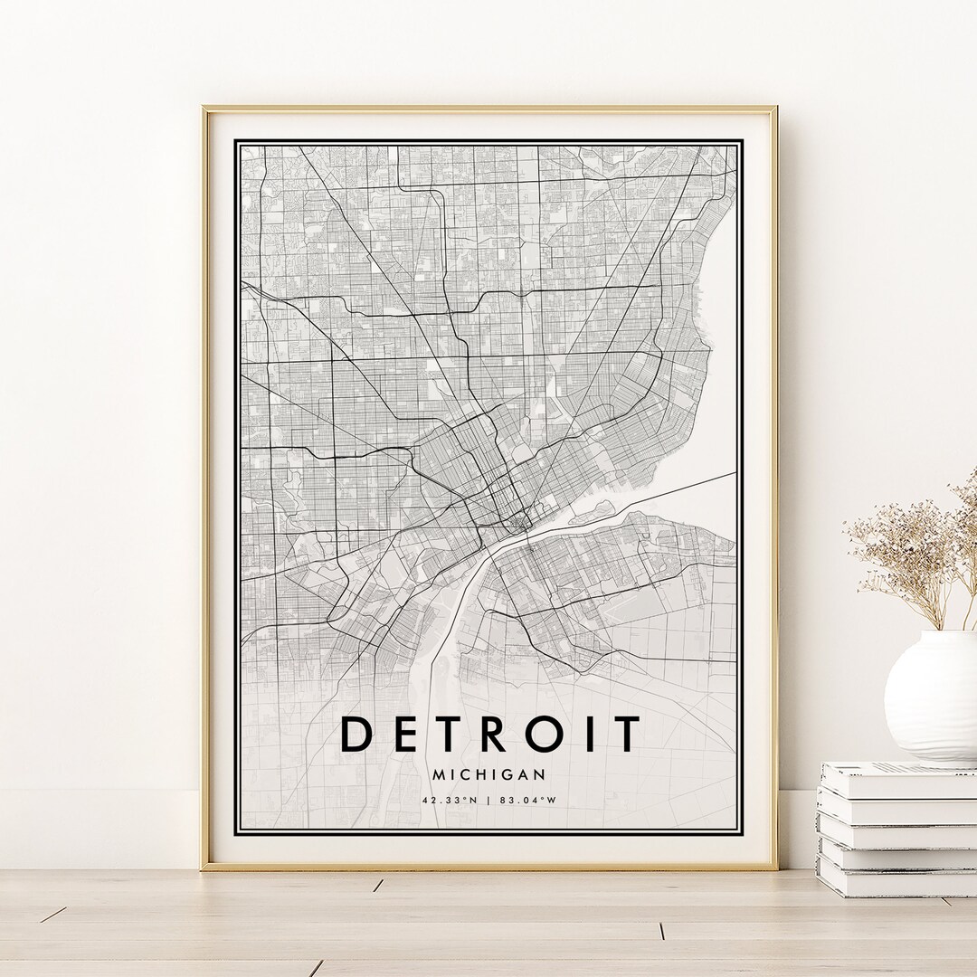 Detroit Michigan City Map Detroit Map Poster, Gift USA City Map ...