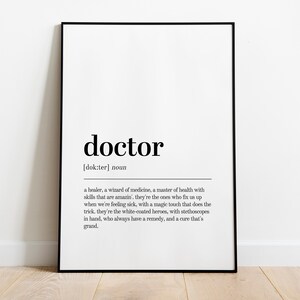 Doctor Definition Print, Doctor Minimalist Print Modern Wall Art, Self ...