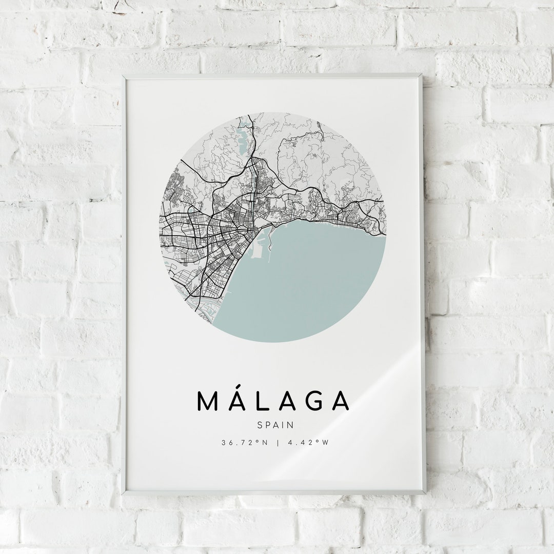 Málaga Spain City Map Map Print Home Map Gift Map Map - Etsy