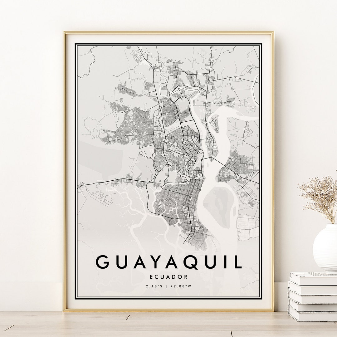 Guayaquil Ecuador City Map, Guayaquil Map Print, Custom Locations ...