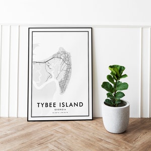 Tybee Island Map Print, Tybee Island Georgia City Map Poster, Custom ...