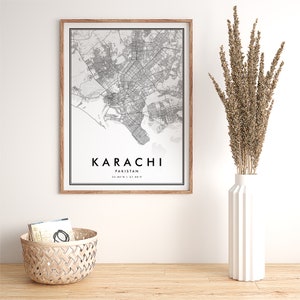 Karachi Map Print, Karachi Pakistan Country Map Poster, Retro Gift City ...