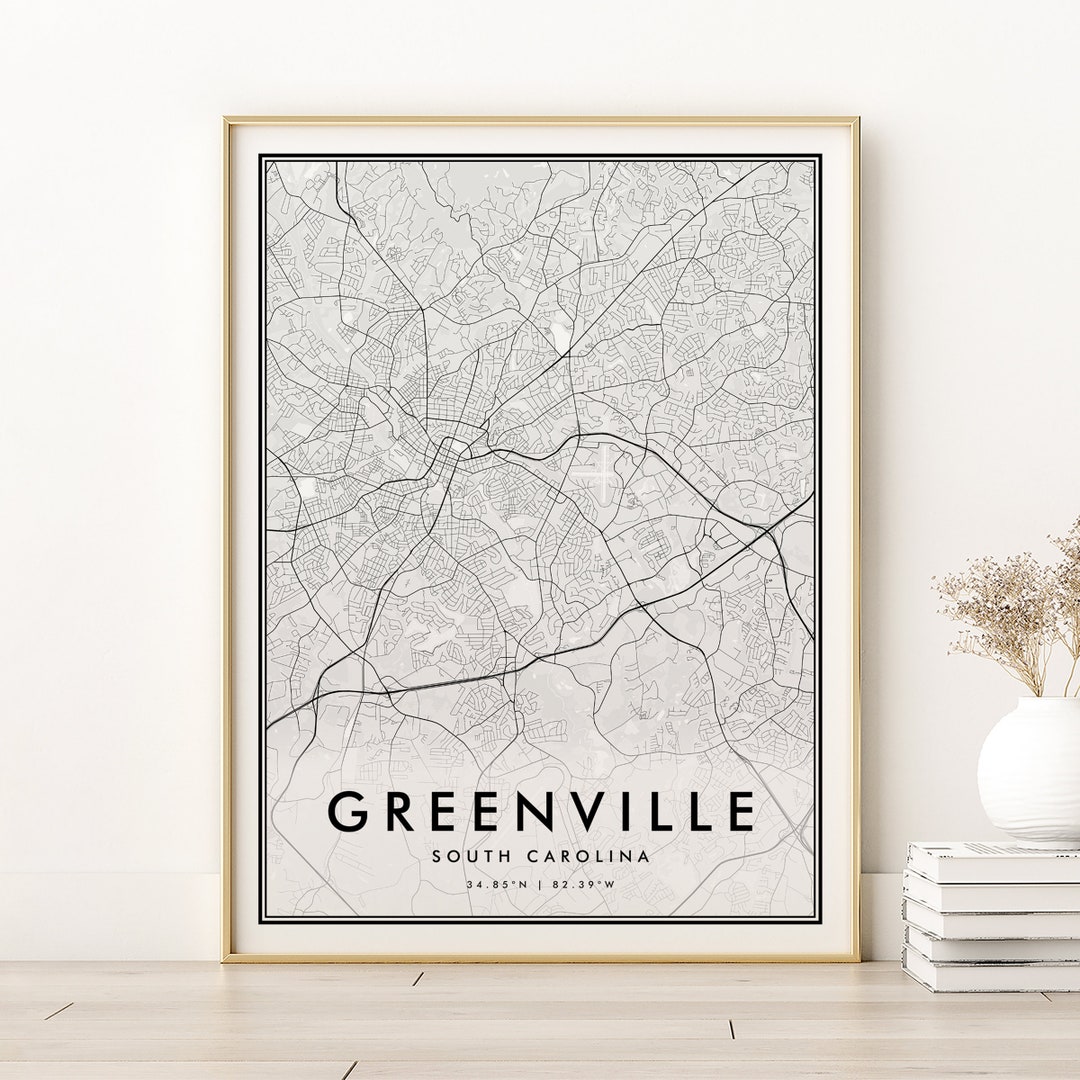 Greenville Map Print, Greenville City Map, Printable South Carolina Map ...