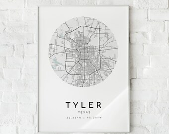 Tyler City Map Art - Etsy