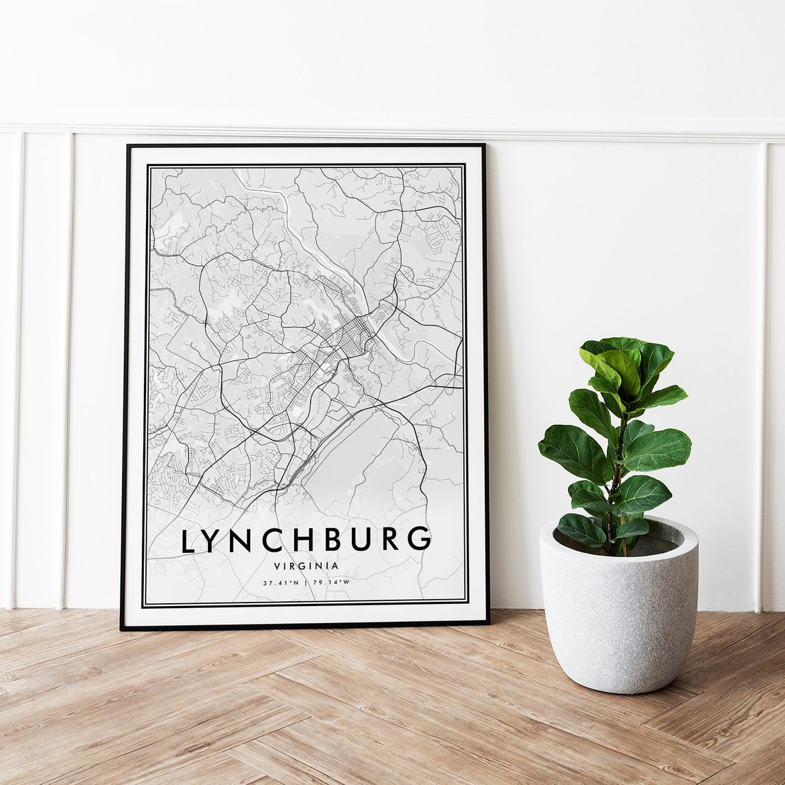 Lynchburg Map Print, Lynchburg Virginia Town Map Poster, Gifts for Her ...