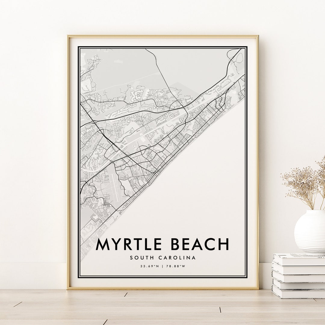 Myrtle Beach Map Print, USA, South Carolina Myrtle Beach City Map ...