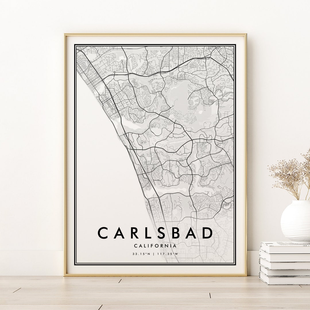 Carlsbad Map Print, USA Carlsbad California City Map, Digital Map ...