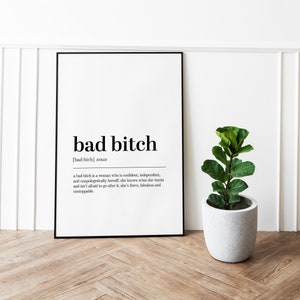 Bad Bitch Definition Print, Bad Bitch Dictionary Print, Birthday Gift ...