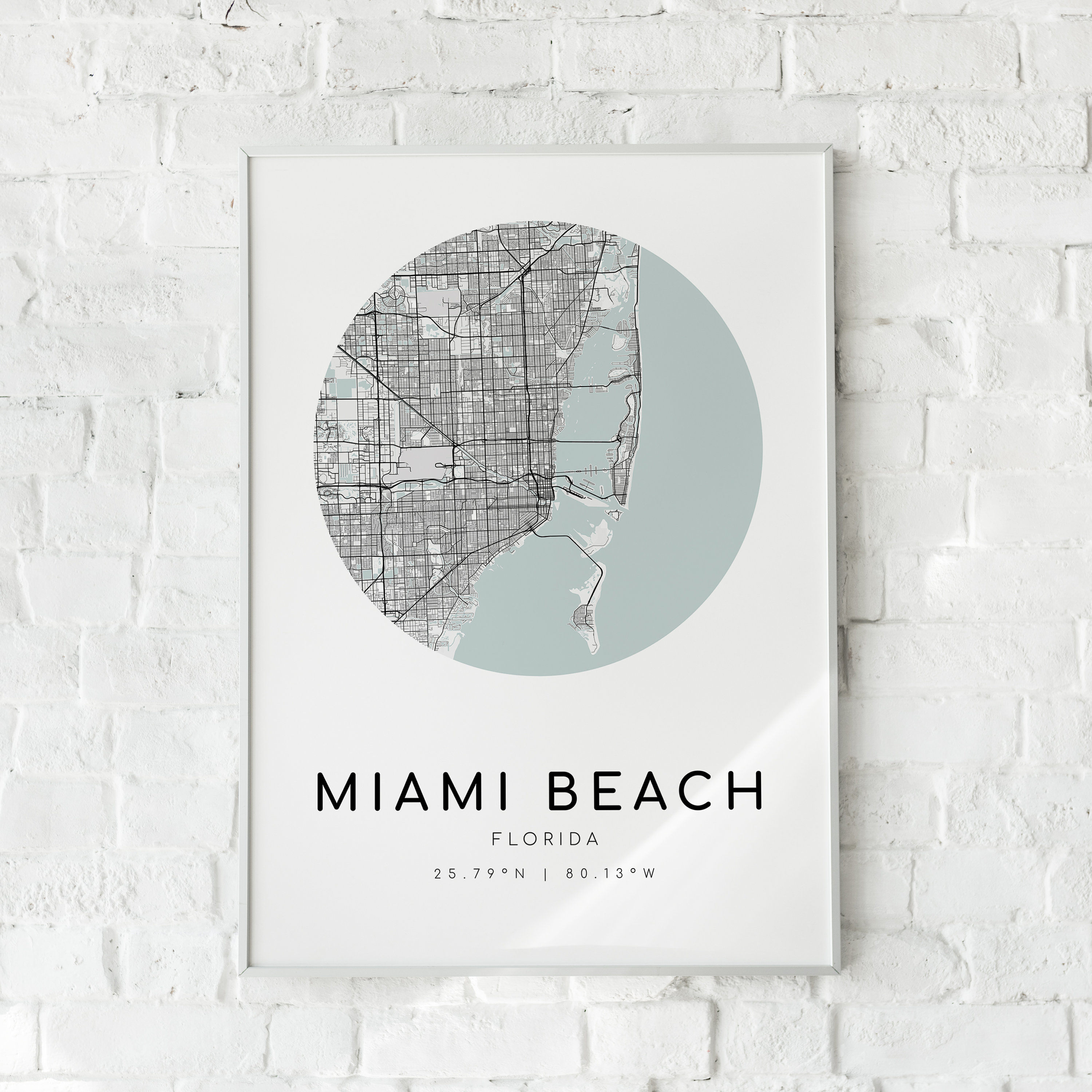 Miami Beach City Map, Florida USA Map Poster