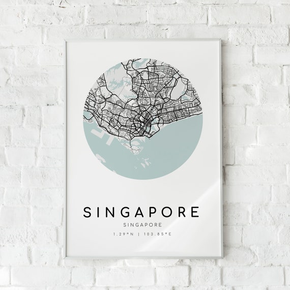 Singapore Map Print Singapore City Map Print Custom Digital | Etsy