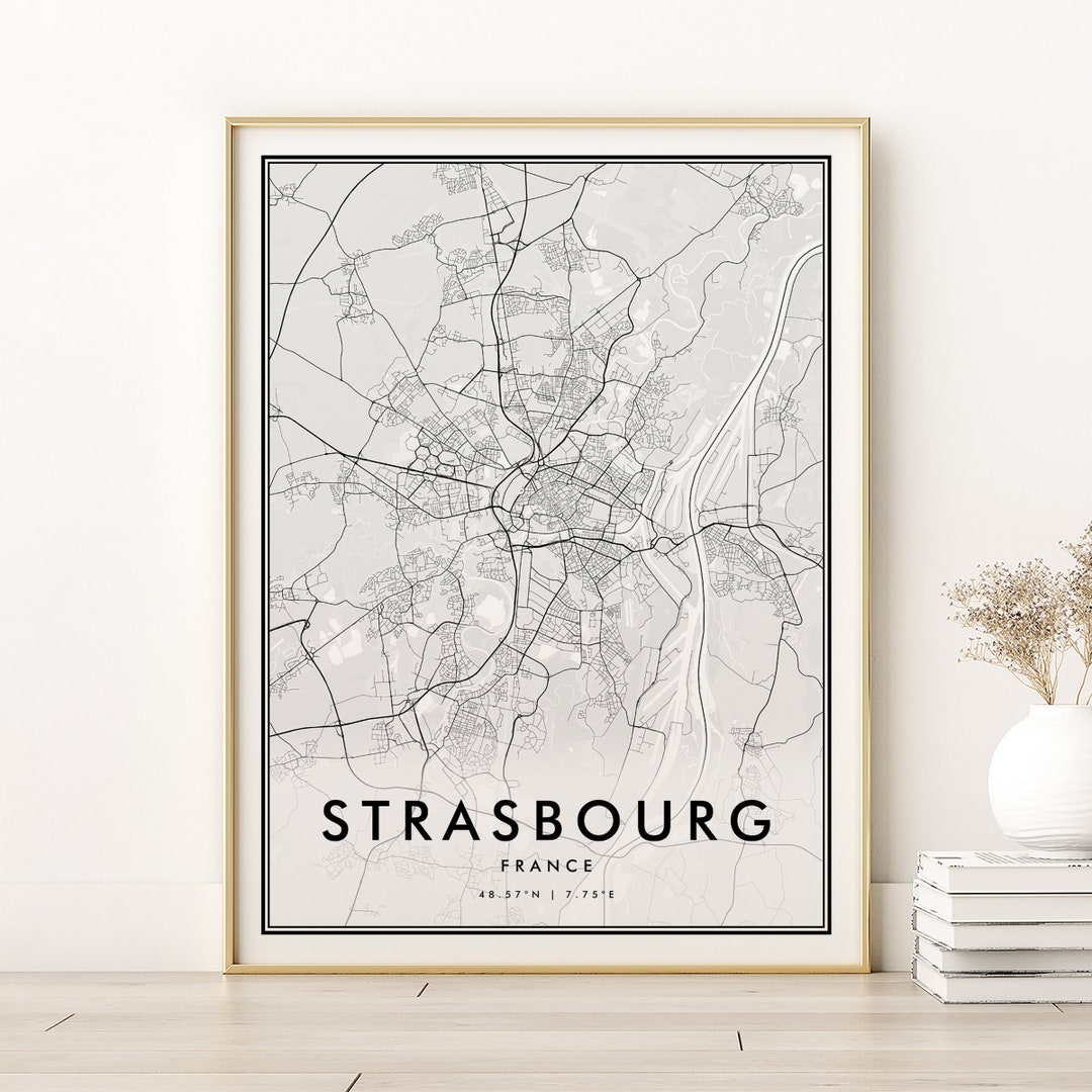Strasbourg Map Print, Strasbourg City Map, Strasbourg France Retro Road ...