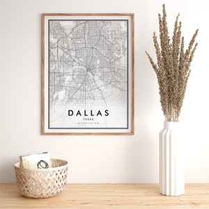 Dallas Map Print, Dallas City Map, Dallas Texas Printable Poster, Retro ...