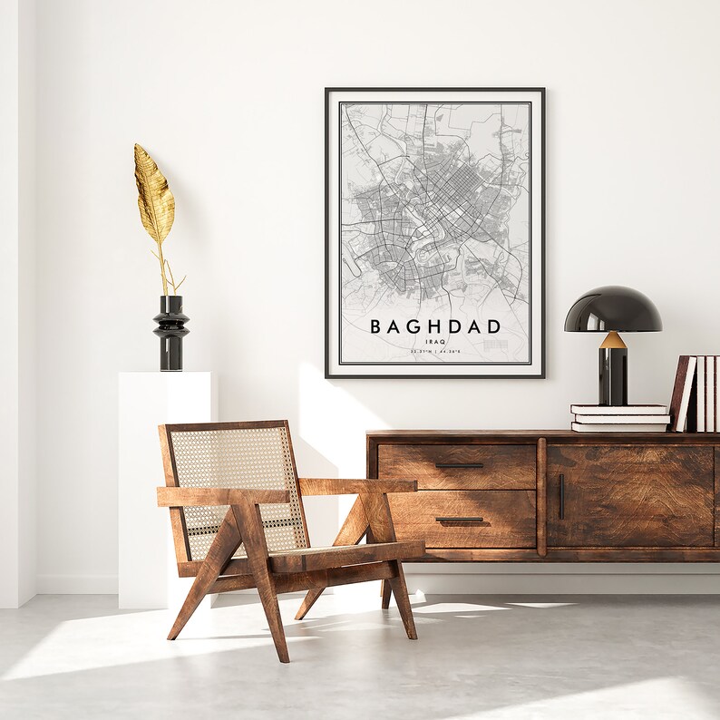 Baghdad Map Print, Baghdad Iraq City Map Poster, Minimalist Road Map ...