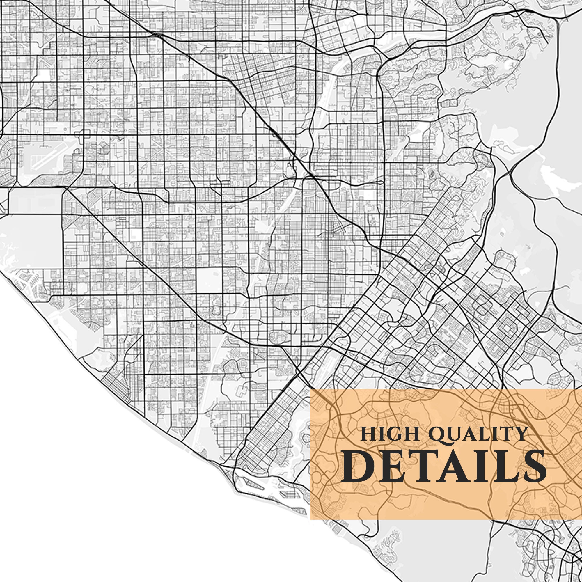 Orange County Map Print, Orange County California City Map, Gifts for ...
