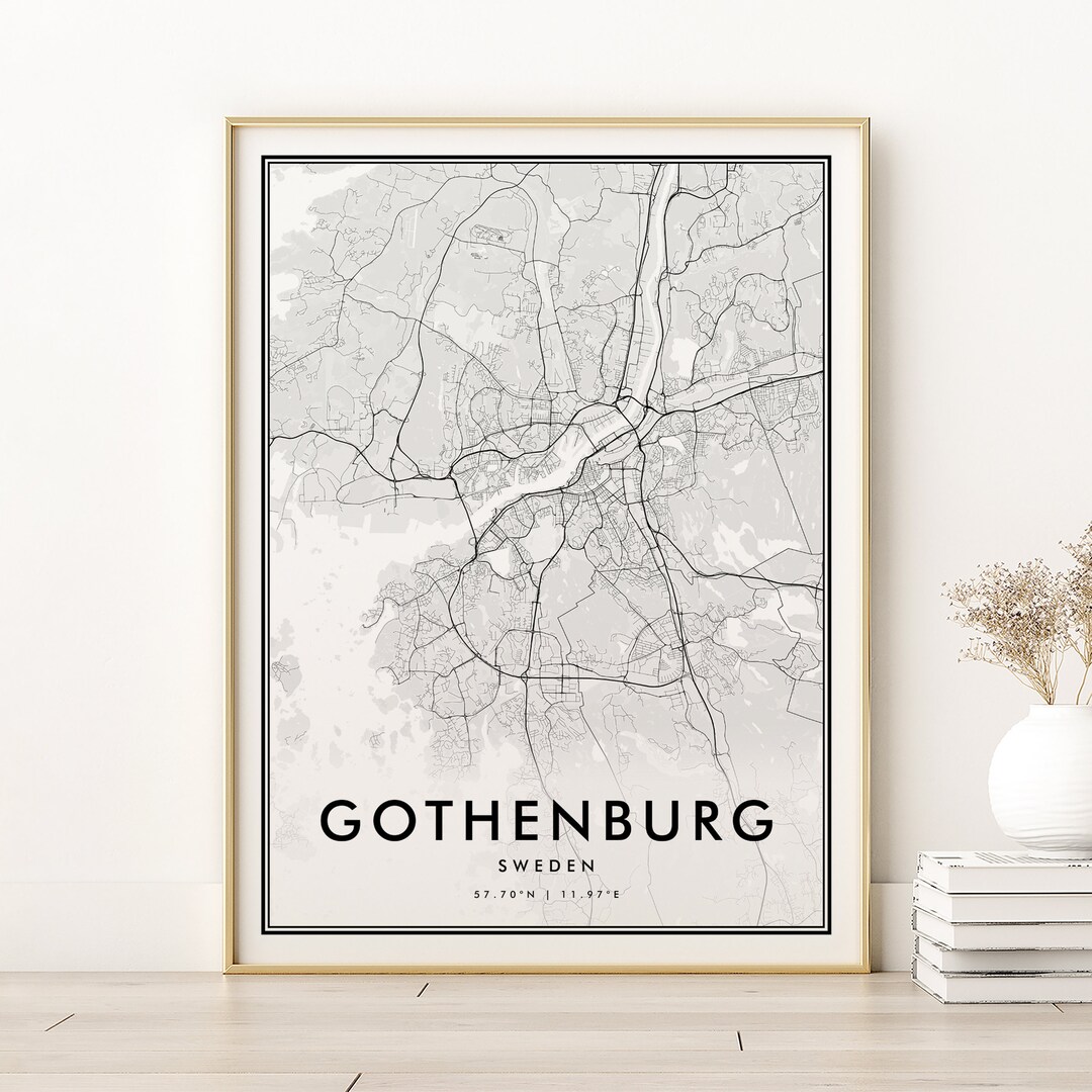 Gothenburg Map Print, Gothenburg City Map, State Map Wall Art, Sweden ...