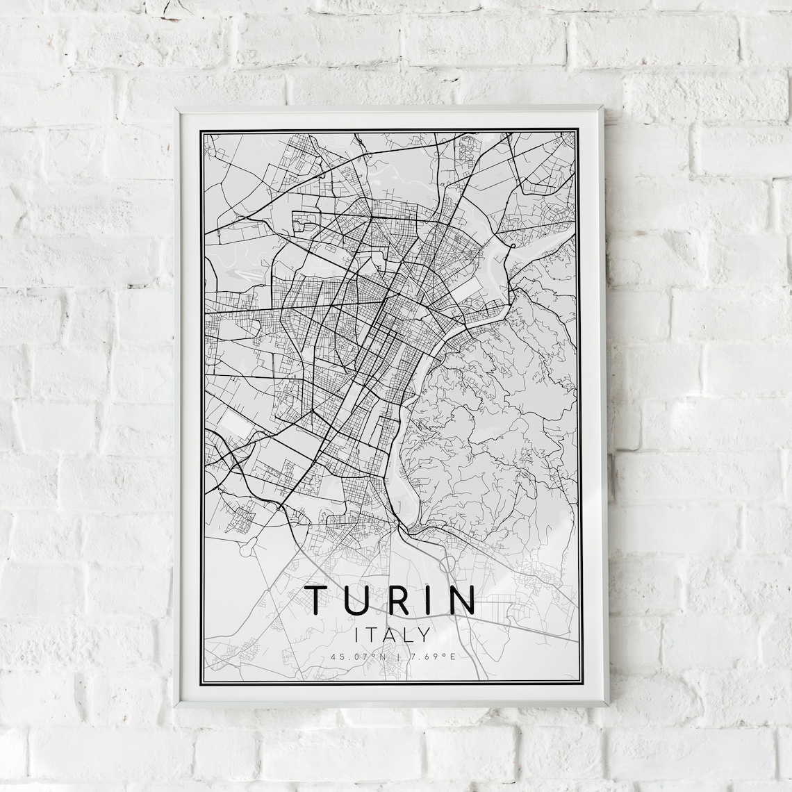 TURIN City Map Italy Wall Map Poster Engagement Map Art - Etsy
