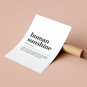 Human Sunshine Definition Print, Office Definition Print, Unique Gift ...
