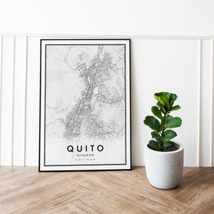 Quito City Map, Quito Ecuador Wall Map Poster, Engagement Map Art ...