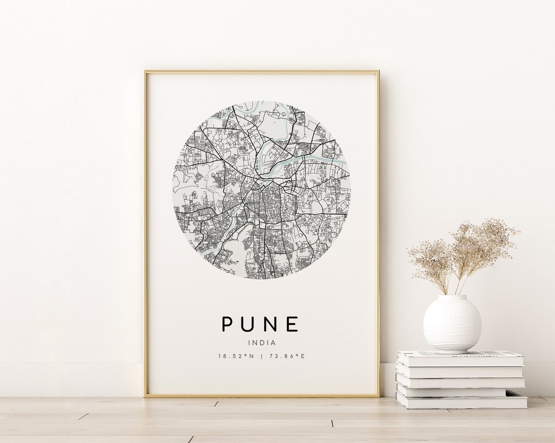 PUNE India Map Print cartel de mapa de país regalos para él - Etsy España