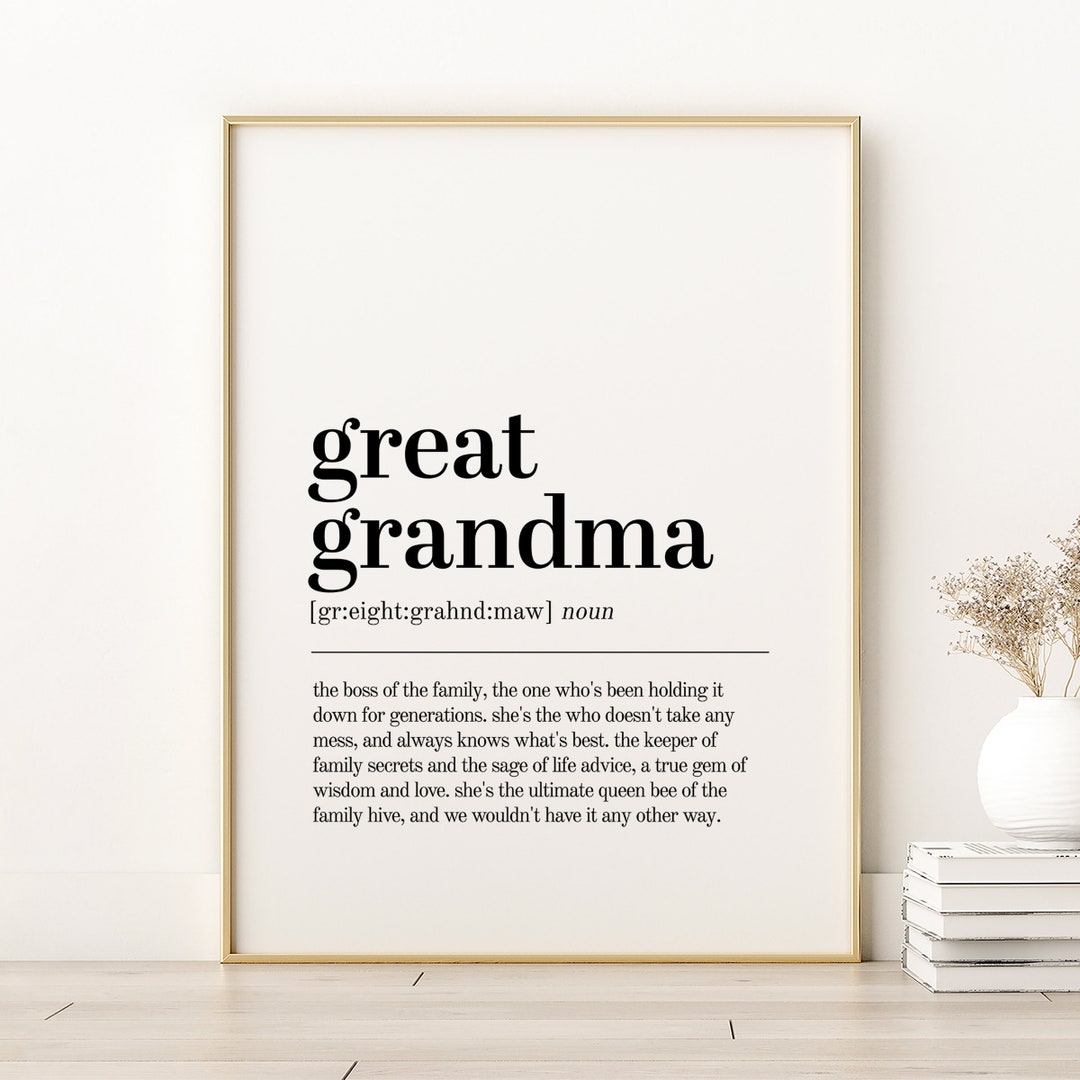 Great Grandma Definition Print, Great Grandma Poster, Inspirational ...
