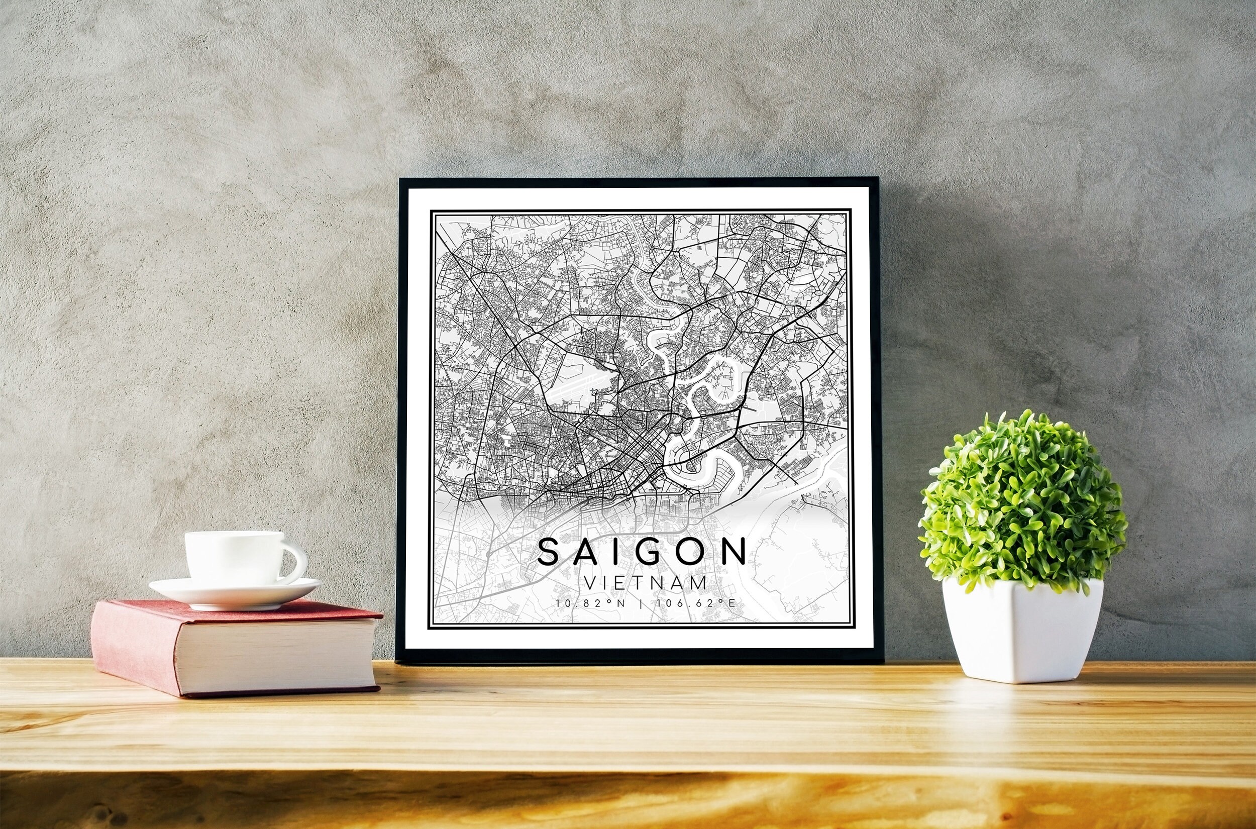 Saigon map print Ho Chi Minh map print Vietnam city map | Etsy