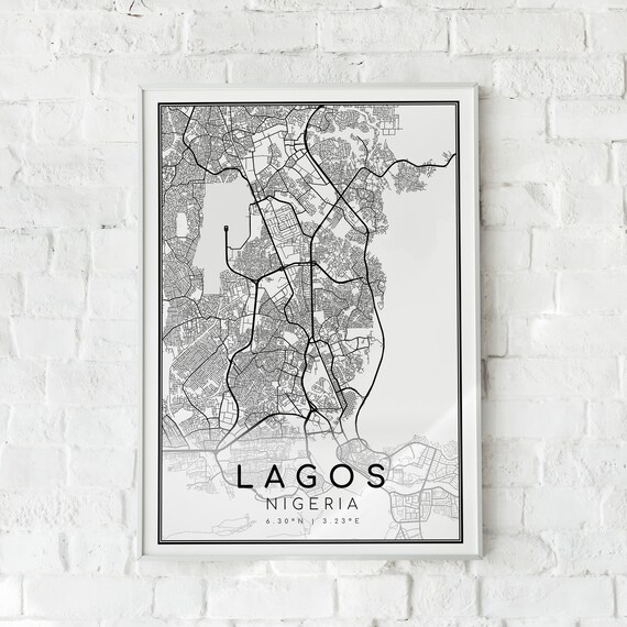 Lagos Map Print,Nigeria,City Map Art,Street Name,DIGITAL DOWNLOAD ...