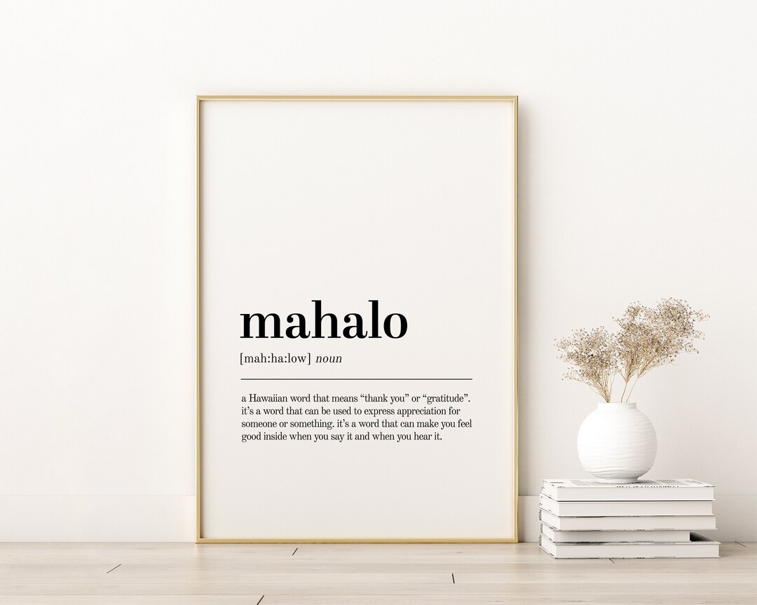 Mahalo Definition Print Mahalo Minimalist Print Modern Wall - Etsy
