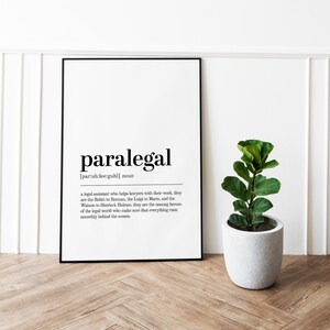 Paralegal Definition Print, Printable Poster, Retro Wall Art Prints ...