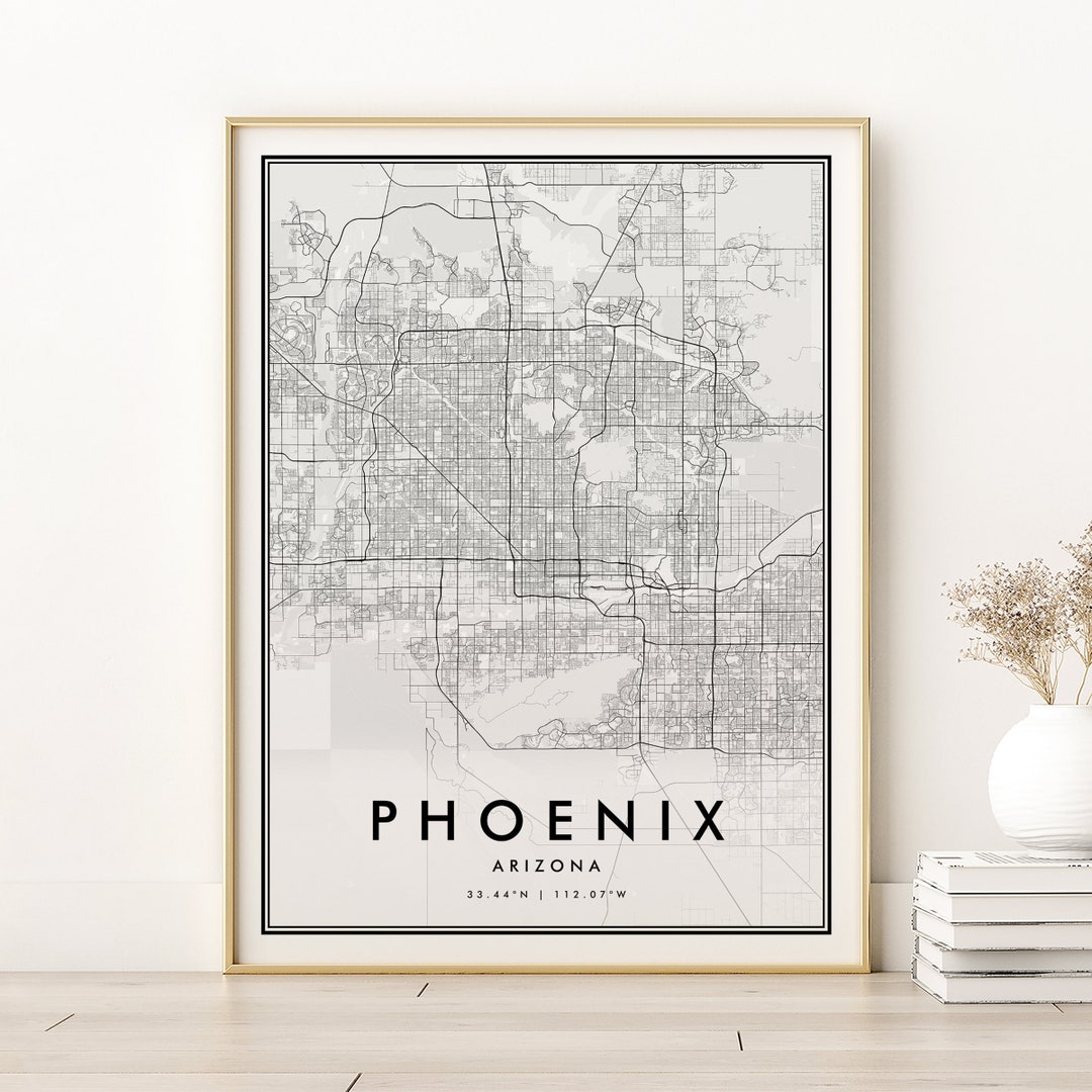 Phoenix Map Print, Minimalist Phoenix Arizona City Map, AZ City Map ...