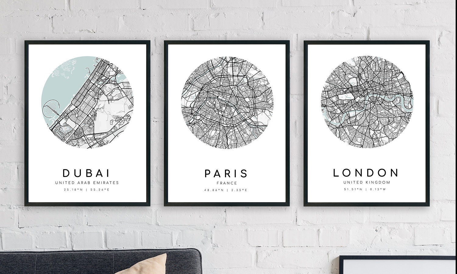 Digital Download Set of 3 Custom City Map Print Printable | Etsy