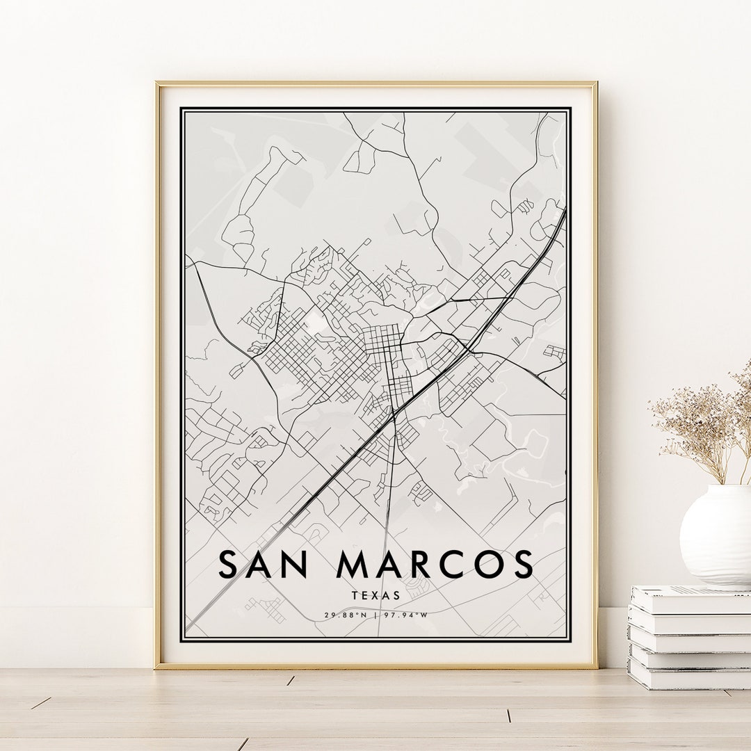 Impresión de mapas de San Marcos, mapa de la ciudad de San Marcos Texas ...