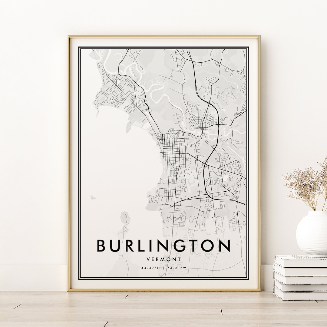 Burlington Map Print, Personalized Burlington Vermont City Map, New Job ...