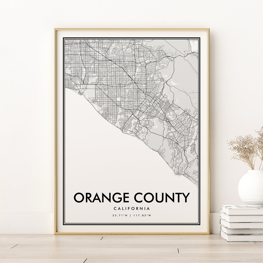 Orange County Map Print, Orange County California City Map, Gifts for ...