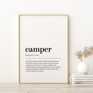 Camper Definition Print, Camper Quote Poster, Wall Art Prints, Camper ...