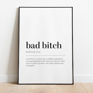 Bad Bitch Definition Print, Bad Bitch Dictionary Print, Birthday Gift ...