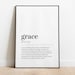 Grace Definition Print, Grace Printable Poster, Grace Wall Prints ...