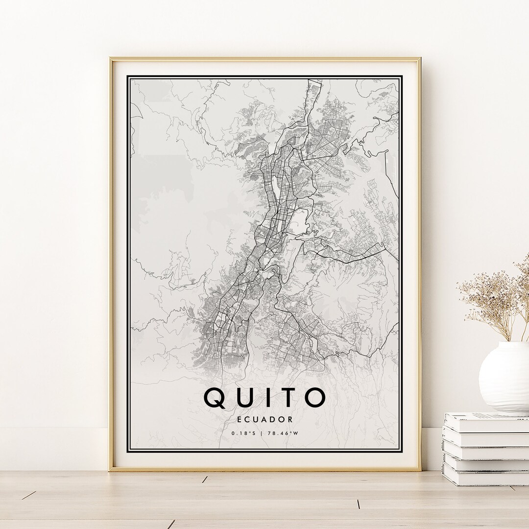 Quito City Map, Quito Ecuador Wall Map Poster, Engagement Map Art ...