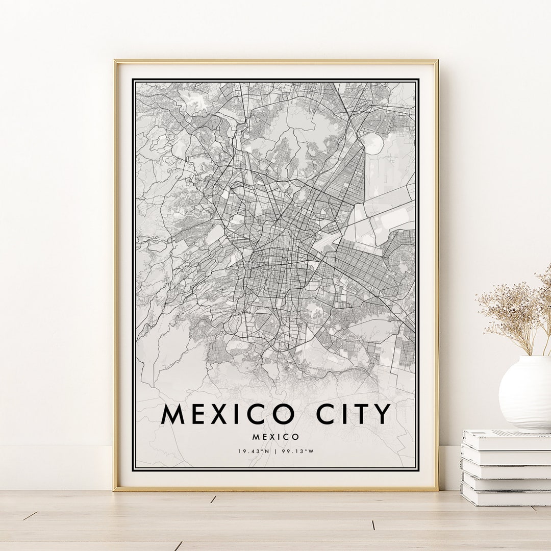 Mexico City Map Print, Mexico Road Map Poster, Gifts for Her ...