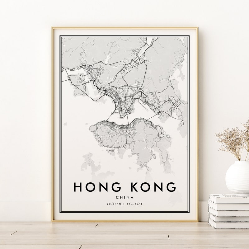 Hong Kong Map Poster - Etsy