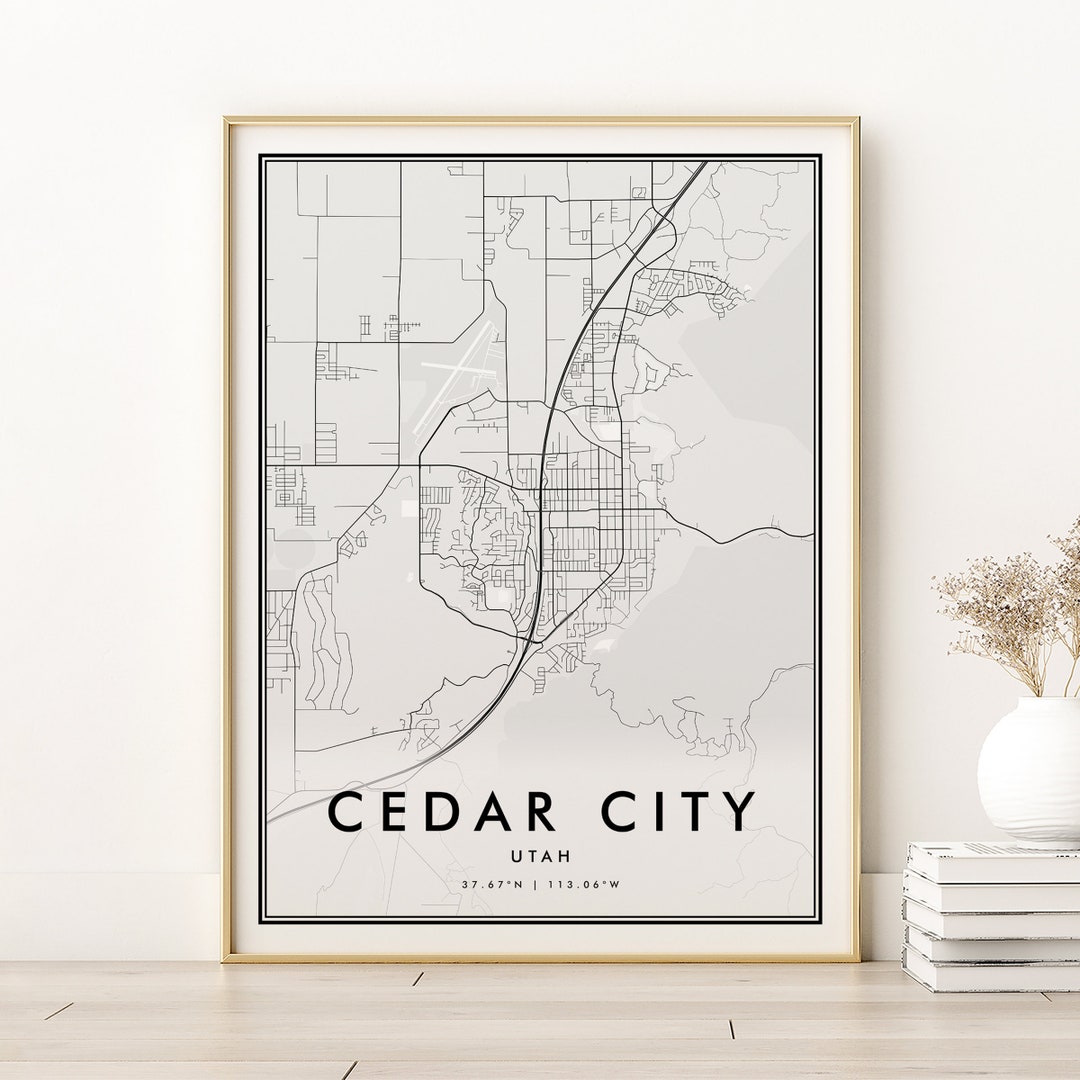 Cedar City Utah Map, USA Minimalist Map, Cedar City Utah Map Poster ...