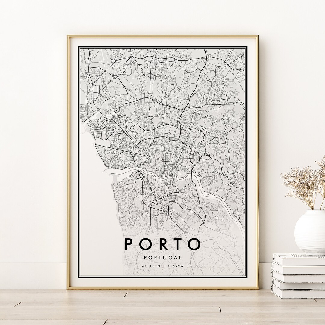Porto City Map, Portugal Gift Map Print, Map Poster, Minimalist Porto ...