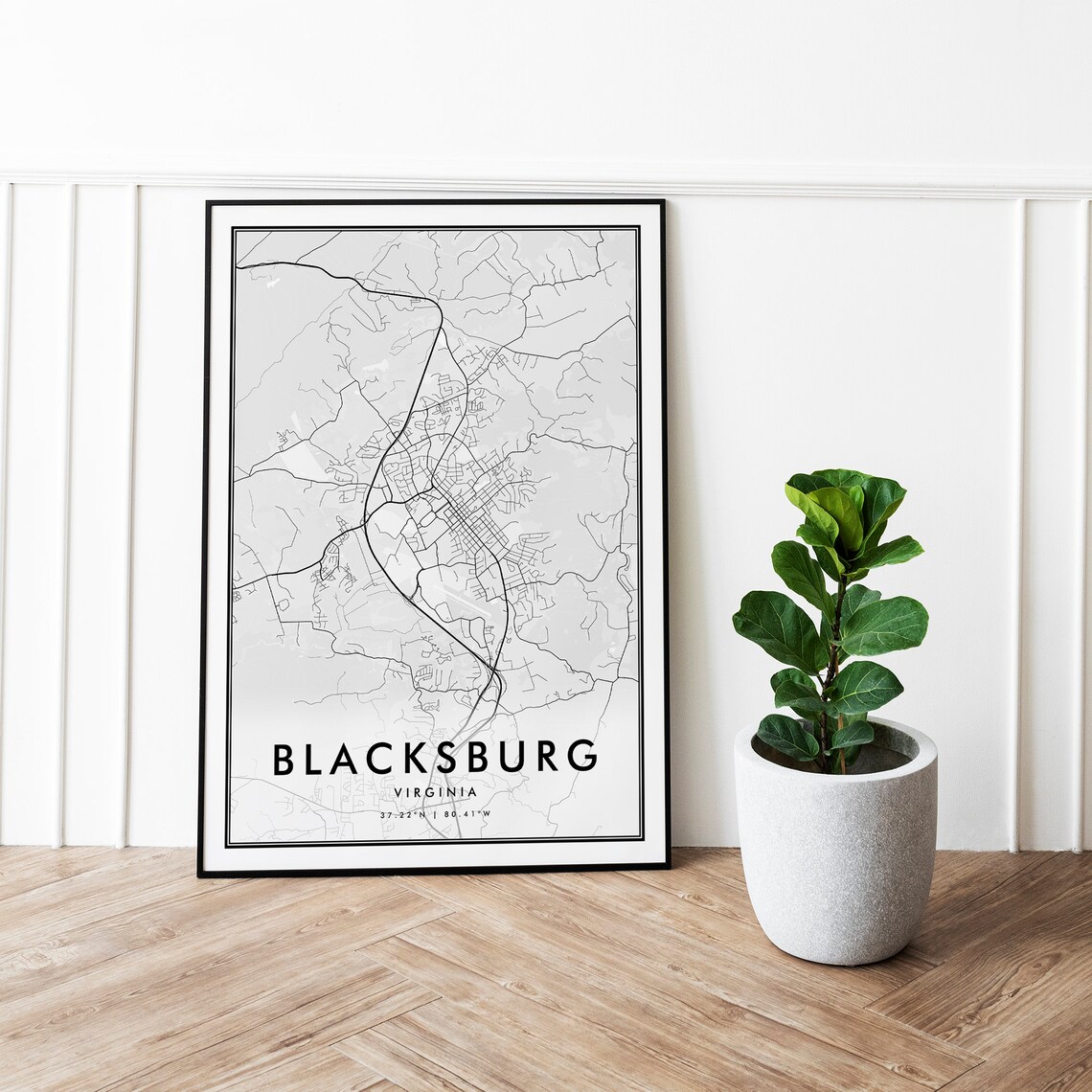 Blacksburg Map Print, Blacksburg City Map, Modern Virginia Travel Map ...