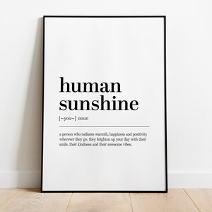 Human Sunshine Definition Print, Office Definition Print, Unique Gift ...