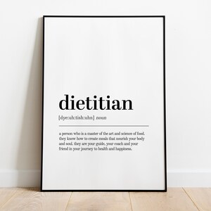 Dietitian Definition Print, Dietitian Dictionary Print, Birthday Gift ...