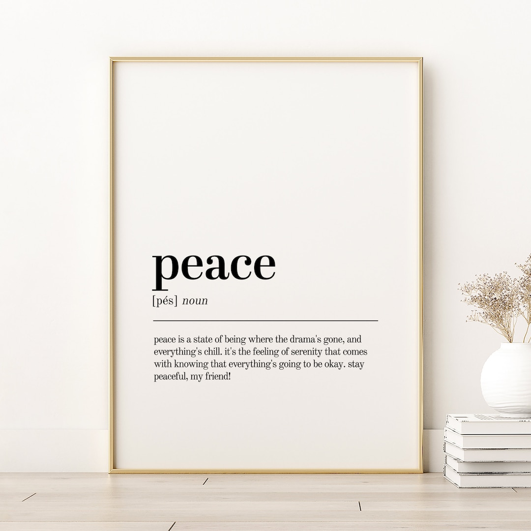 Peace Definition Print, Peace Minimalist Print Modern Wall Art, Peace ...