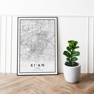 Xi'an Map Print, Xi an China City Map, Travel Map Poster Gift ...
