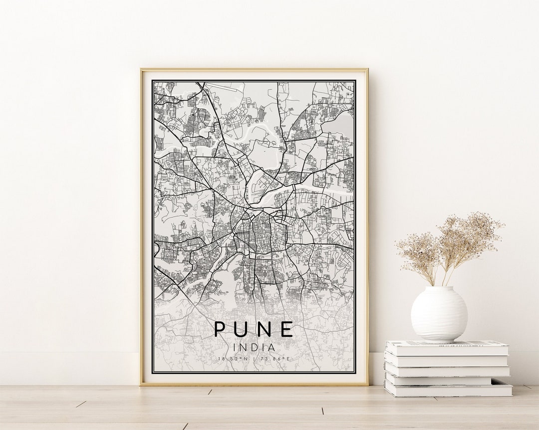 PUNE City Map India Map Print Wedding Gift Custom - Etsy